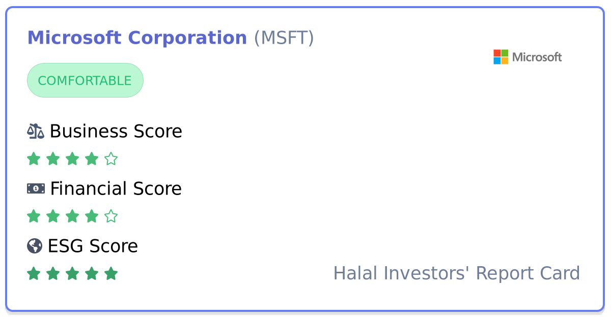 Is Microsoft Corporation (MSFT) stock halal to invest in?