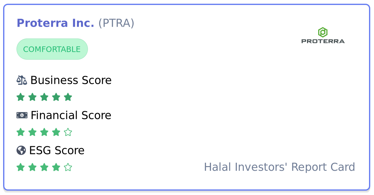 Is Proterra Inc. (PTRA) stock halal to invest in?